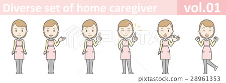 Illustration of a female home helper with an... - Stock Illustration ...