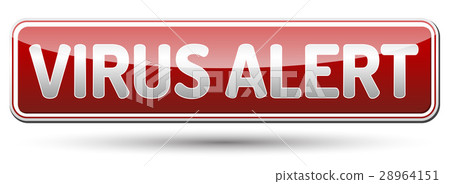 Virus Alert Sign - glossy banner with shadow - Stock Illustration ...