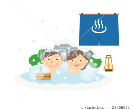 Senior couple spa snow illustration - Stock Illustration [28966021] - PIXTA
