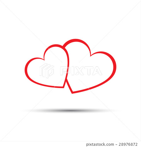 Simple two red hearts icon, valentines day - Stock Illustration ...
