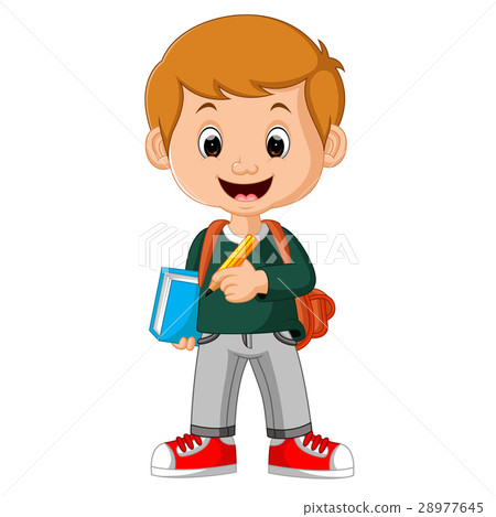 Boy with backpacks cartoon - Stock Illustration [28977645] - PIXTA