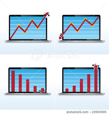 Statistic graph on laptop, business concept, vecto - Stock Illustration ...