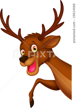 Cute cartoon deer waving - Stock Illustration [29014088] - PIXTA