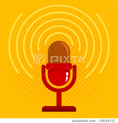 Microphone on halftone background - Stock Illustration [29034252] - PIXTA