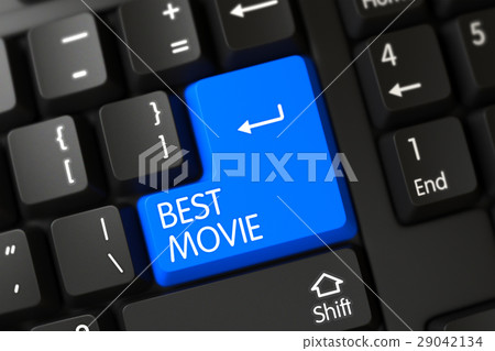Keyboard with Blue Keypad - Best Movie. 3D. - Stock Illustration ...