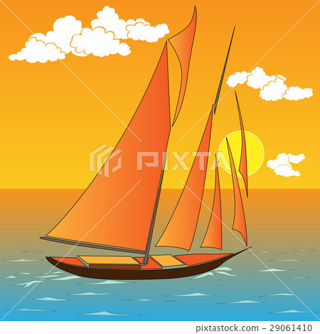 Vector illustration of cartoon sailing yacht - Stock Illustration ...
