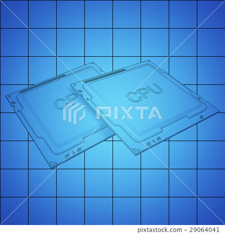 Engineer working on blue print, concept Processor - Stock Illustration ...