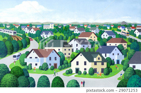 Residential area illustration, house illustration - Stock Illustration ...