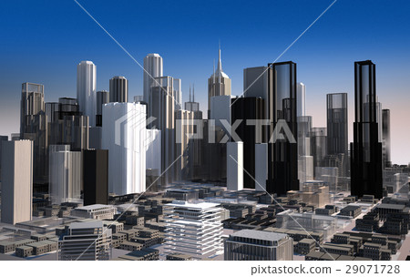 Modern cityscape in daylight. Close up view. - Stock Illustration ...