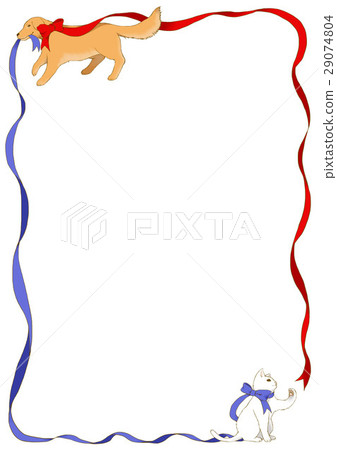 Dog and cat ribbon frame - Stock Illustration [29074804] - PIXTA