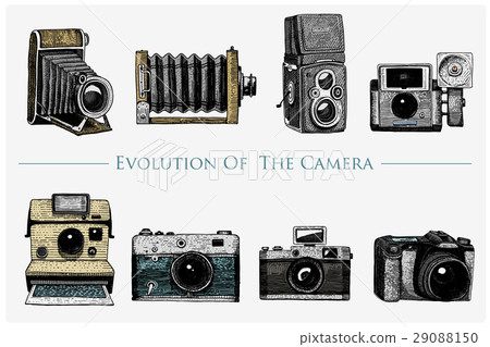 evolution of the photo, video, film, movie camera - Stock Illustration ...