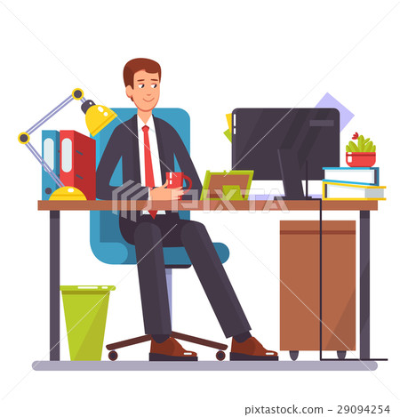 flat illustration of a man working on the - Stock Illustration ...