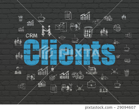 Business concept: Clients on wall background - Stock Illustration ...