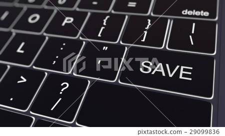 Black computer keyboard and glowing save key - Stock Illustration ...