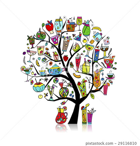 Drinks collection, art tree for your design - Stock Illustration ...