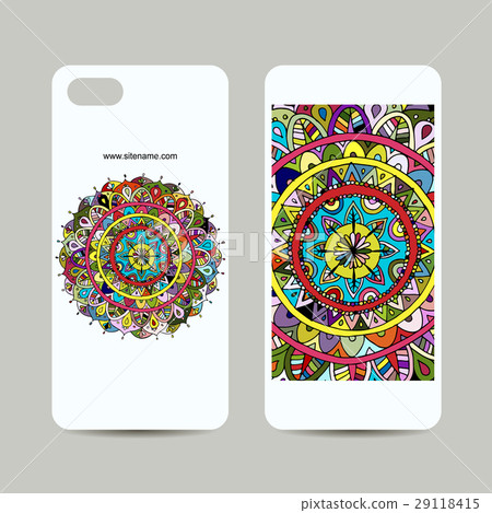 Mobile phone cover design, floral mandala - Stock Illustration ...