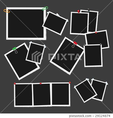 Empty Photo Frames Attached with Pins Vector Set - Stock Illustration ...