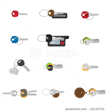 Big Keys Set. Twelve Different Keys Collection - Stock Illustration ...