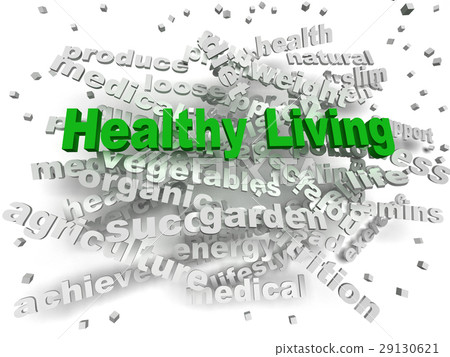 3d image Healthy Living word cloud concept - Stock Illustration ...