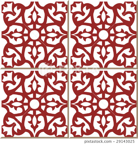 Ceramic tile pattern of red flower kaleidoscope - Stock Illustration ...