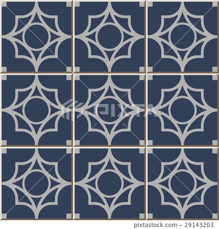 Ceramic tile retro blue round cross geometry - Stock Illustration ...