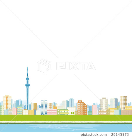 Tokyo Sky Tree and Townscape - Stock Illustration [29145573] - PIXTA