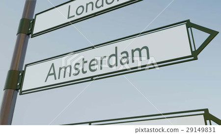Amsterdam direction sign on road signpost with-插圖素材 [29149831] - PIXTA圖庫