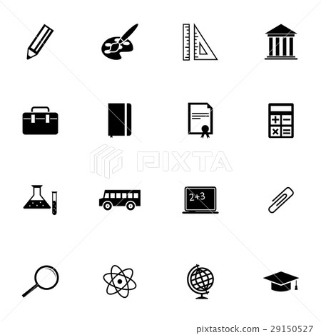 Vector black education icons set - Stock Illustration [29150527] - PIXTA