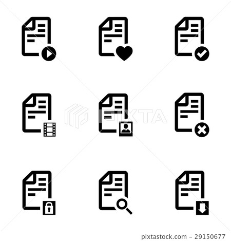Vector black documents icons set - Stock Illustration [29150677] - PIXTA