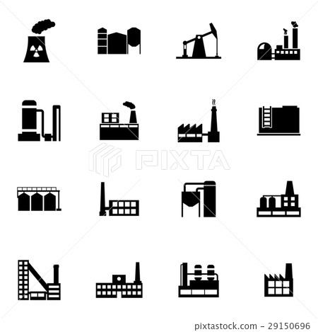 Vector black factory icons set - Stock Illustration [29150696] - PIXTA