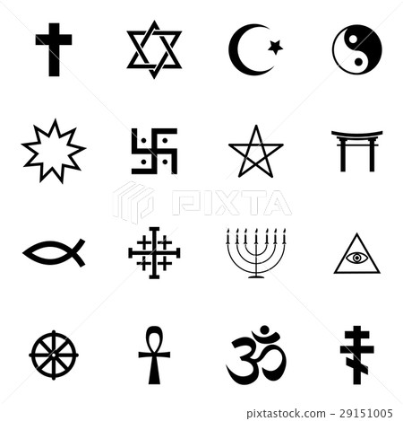 Vector black religious symbols set - Stock Illustration [29151005] - PIXTA