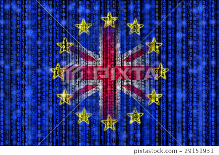 Binary european flag with british banner - Stock Illustration [29151931 ...