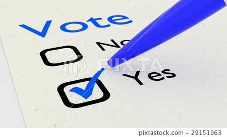Voting paper and a green pen choosing yes - Stock Illustration ...