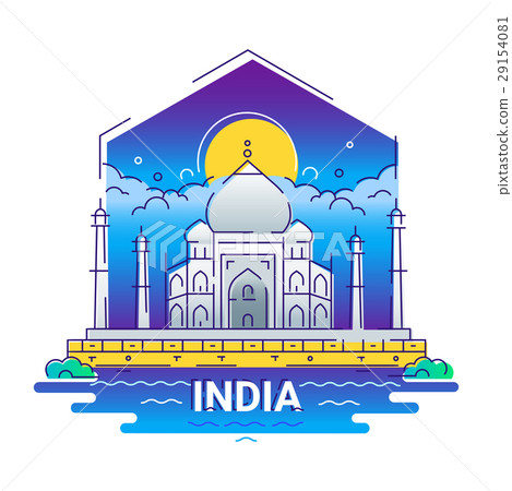 India - modern vector line travel illustration - Stock Illustration ...
