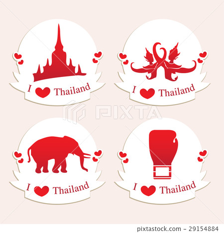l love thailand label stamp sticker icons - Stock Illustration ...