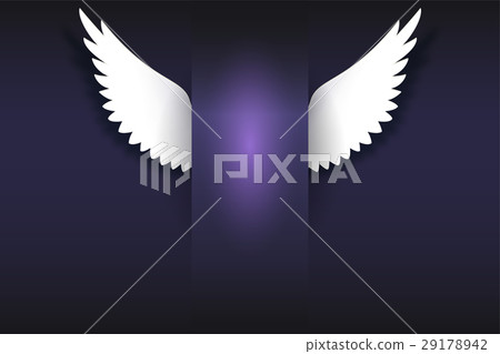 Banner with angel wings. Artificial paper wings - Stock Illustration ...