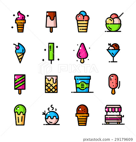 Thin line Ice cream icons set, vector illustration - Stock Illustration ...