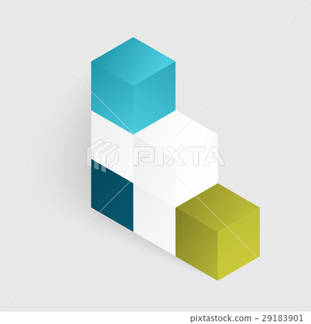 Vector 3d illustration white cubes - Stock Illustration [29183901] - PIXTA