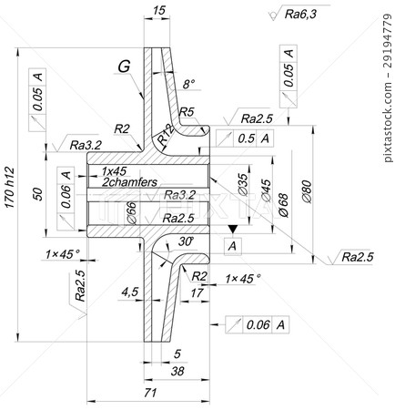 Expanded sketch of engineering wheel - Stock Illustration [29194779 ...