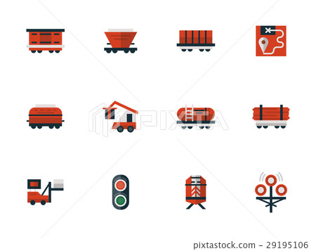 Railway flat design red vector icons - Stock Illustration [29195106 ...