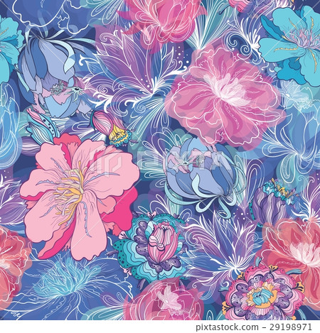 Romantic Vector Floral Pattern - Stock Illustration [29198971] - PIXTA