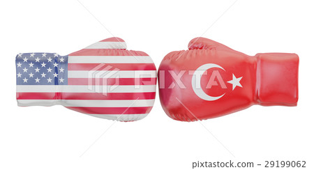 Boxing gloves with USA and Turkey flags - Stock Illustration [29199062 ...