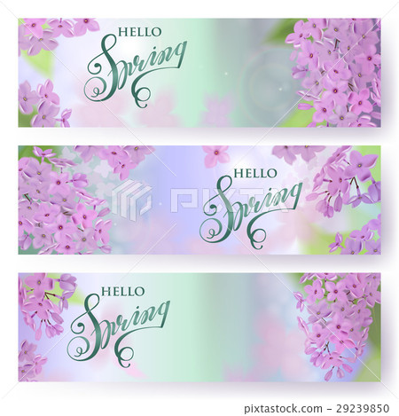 Vector web banners with lilac flowers. - Stock Illustration [29239850 ...