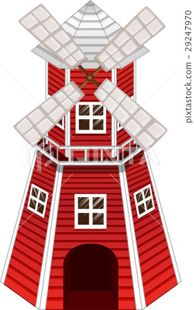 Red windmill on white background - Stock Illustration [29247970] - PIXTA
