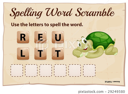 Spelling word scramble game with word turtle - Stock Illustration ...