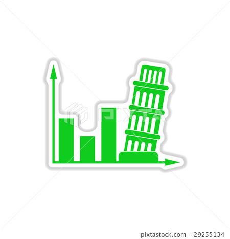 paper sticker on white background falling graph - Stock Illustration ...
