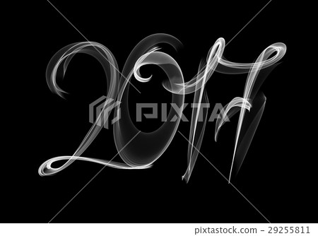 2017 isolated numbers written with white smoke or - Stock Illustration ...