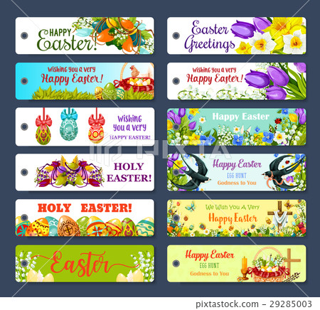 Easter greeting tag and Egg Hunt gift label set - Stock Illustration ...