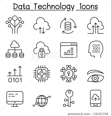 Data Technology, Database, Cloud, Server, icon - Stock Illustration ...