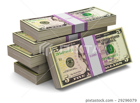 Stacks of 5 dollars banknotes - Stock Illustration [29296079] - PIXTA